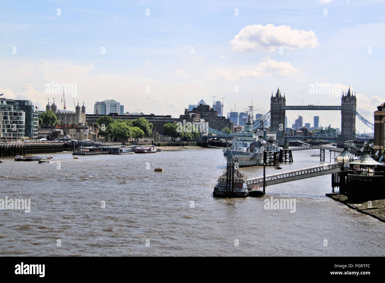 A view of Tower Bridge down the river Thames Stock Photo - Alamy