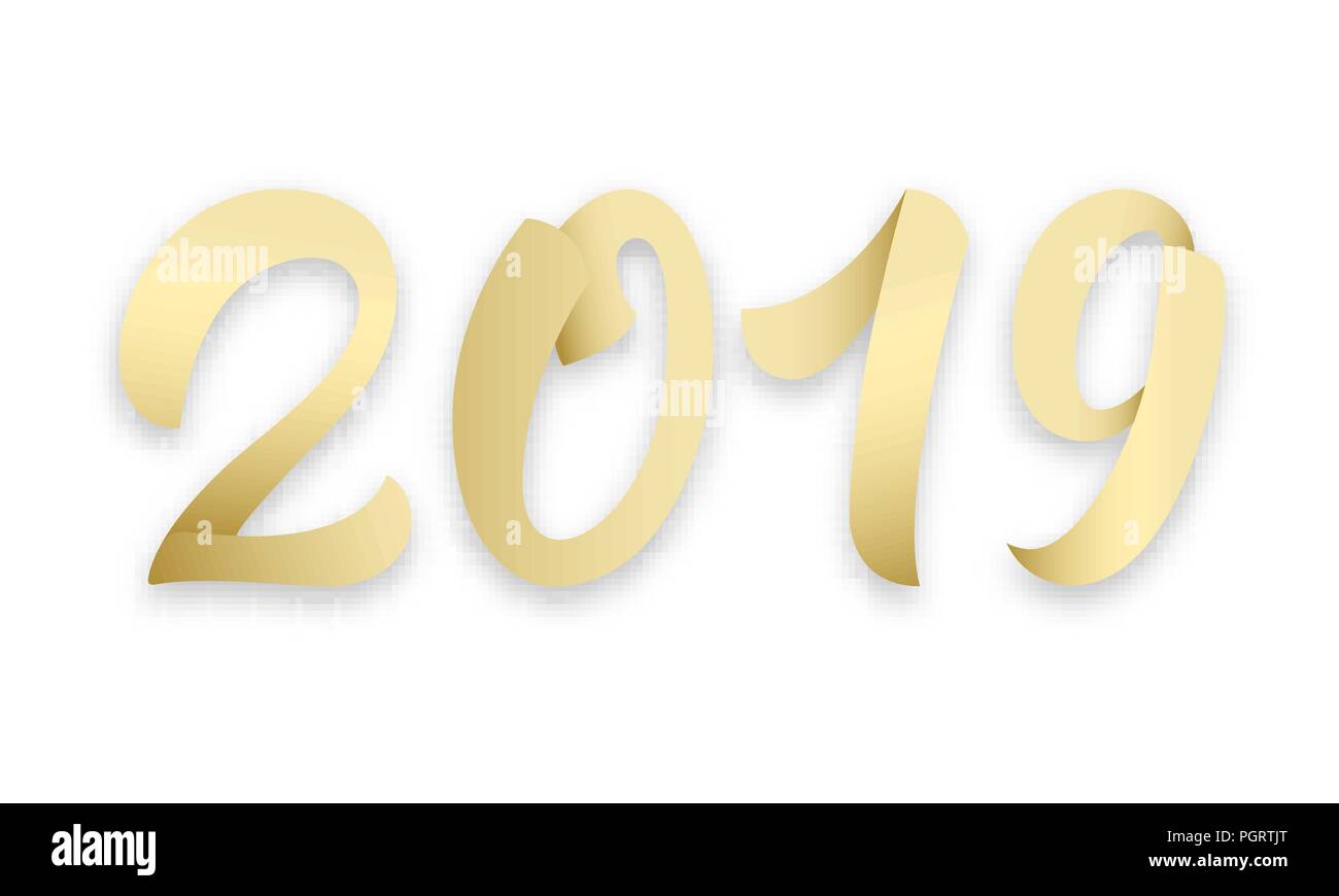 2019. Gold lettering 2019 numbers for New Year 2019 celebration Stock ...