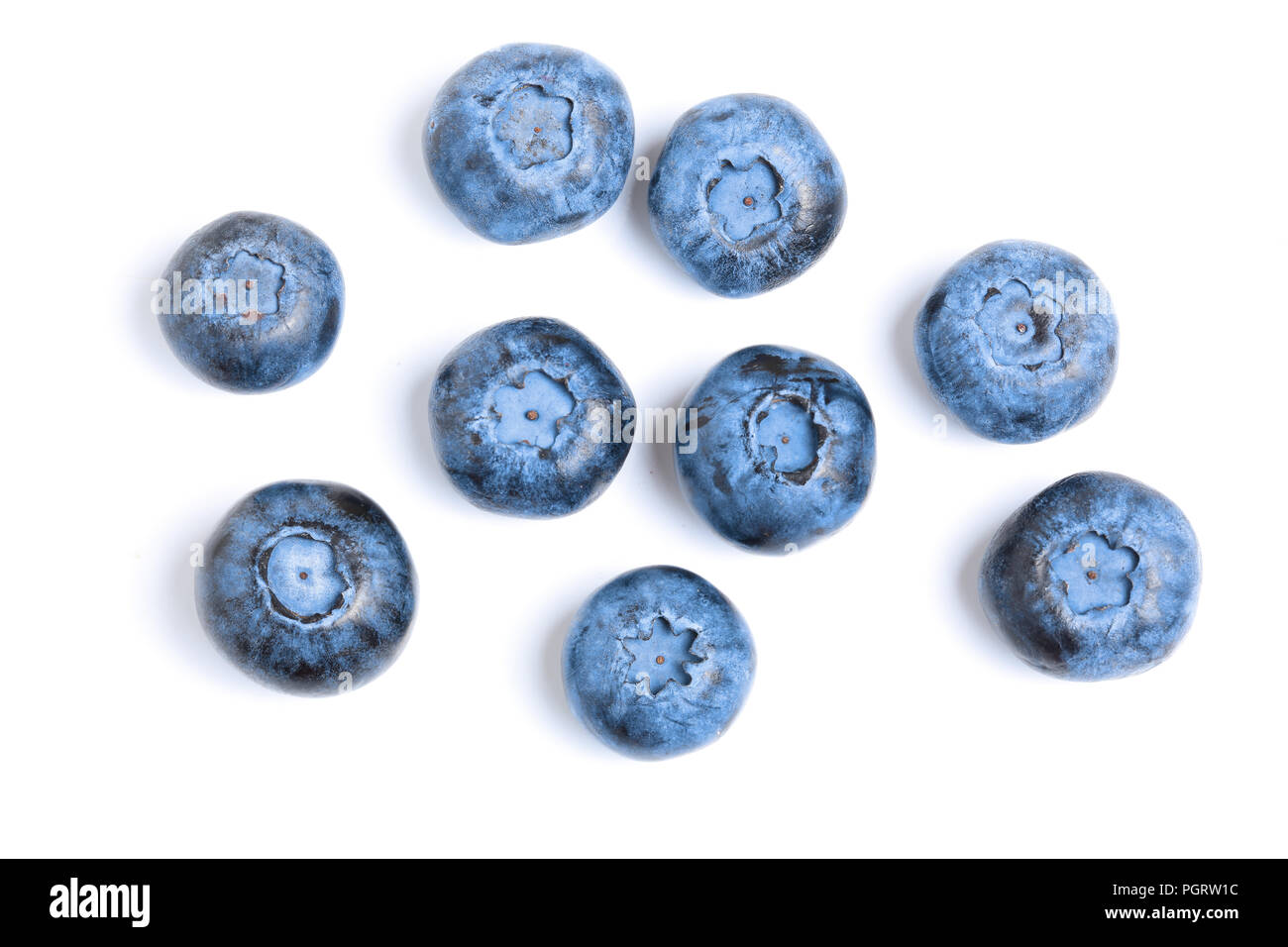 fresh ripe blueberry isolated on white background. Top view. Flat lay ...