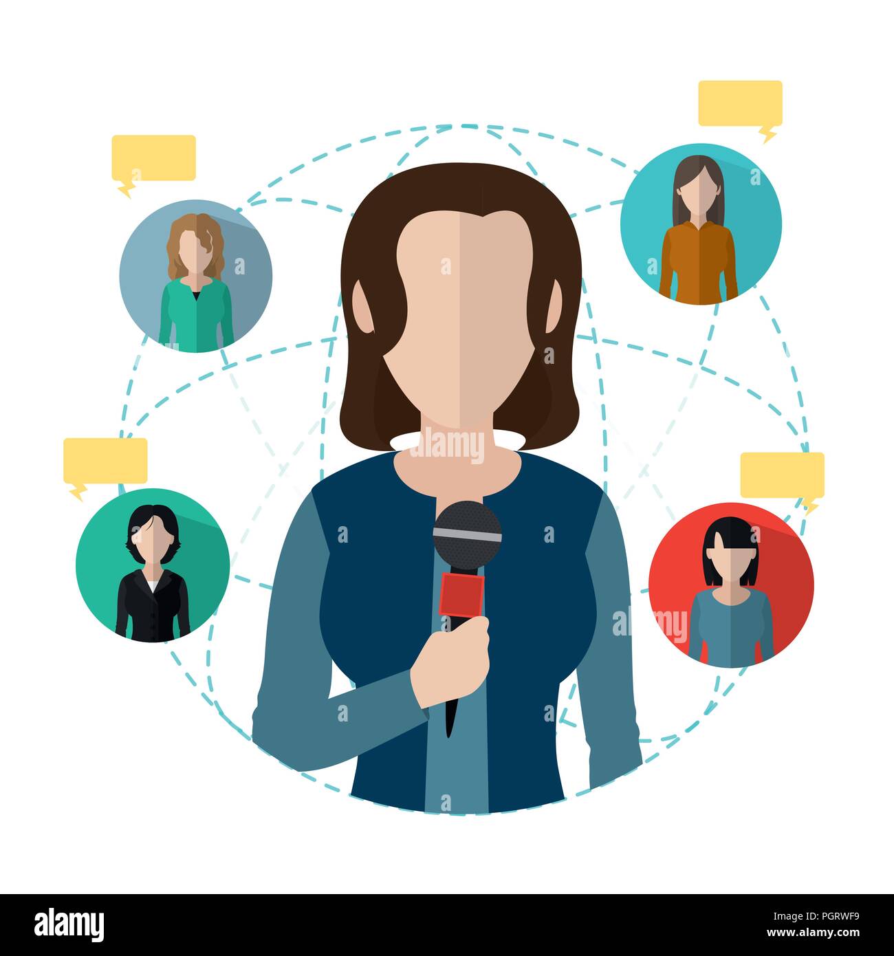 Journalist retro cartoon woman Stock Vector Images - Alamy