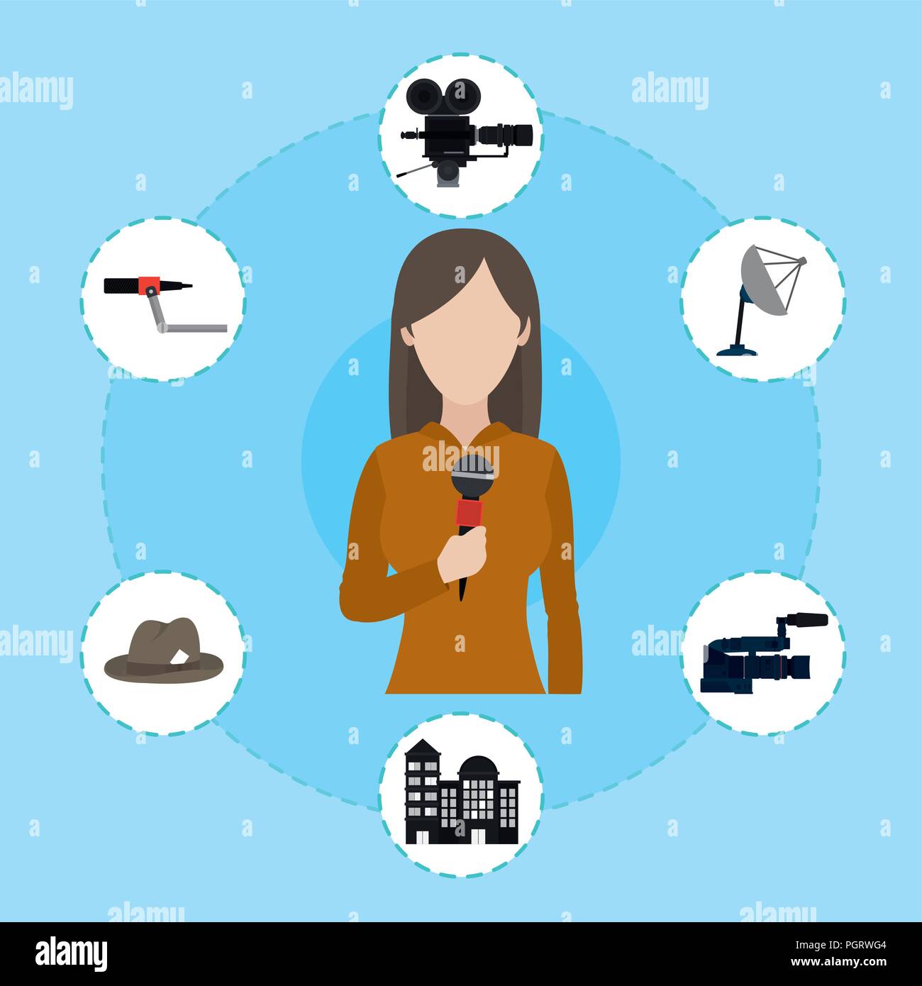 Character Woman Reporter Newspaper Graphic High Resolution Stock ...