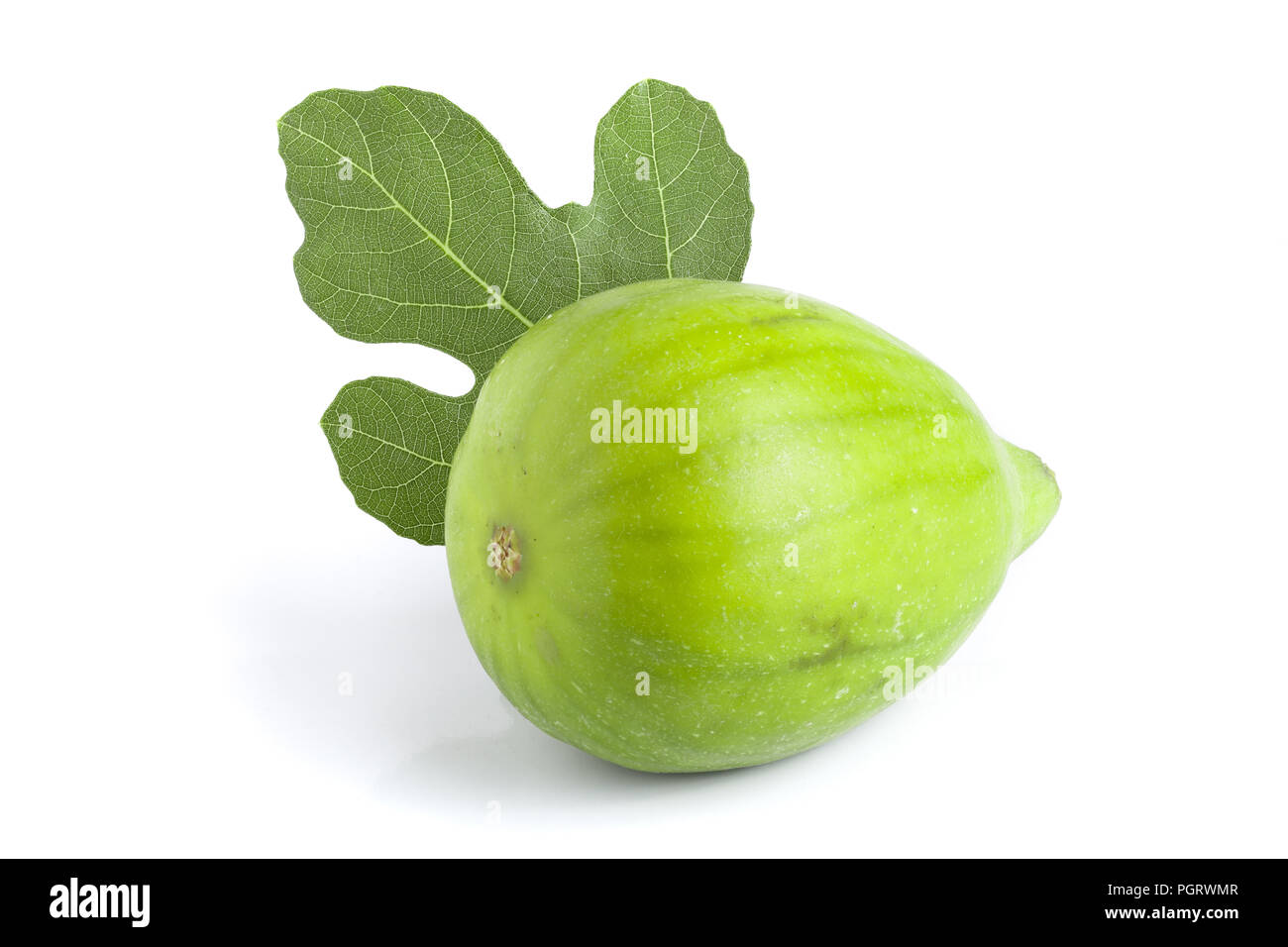 Ripe green fig fruit with leaf isolated on white background Stock Photo ...