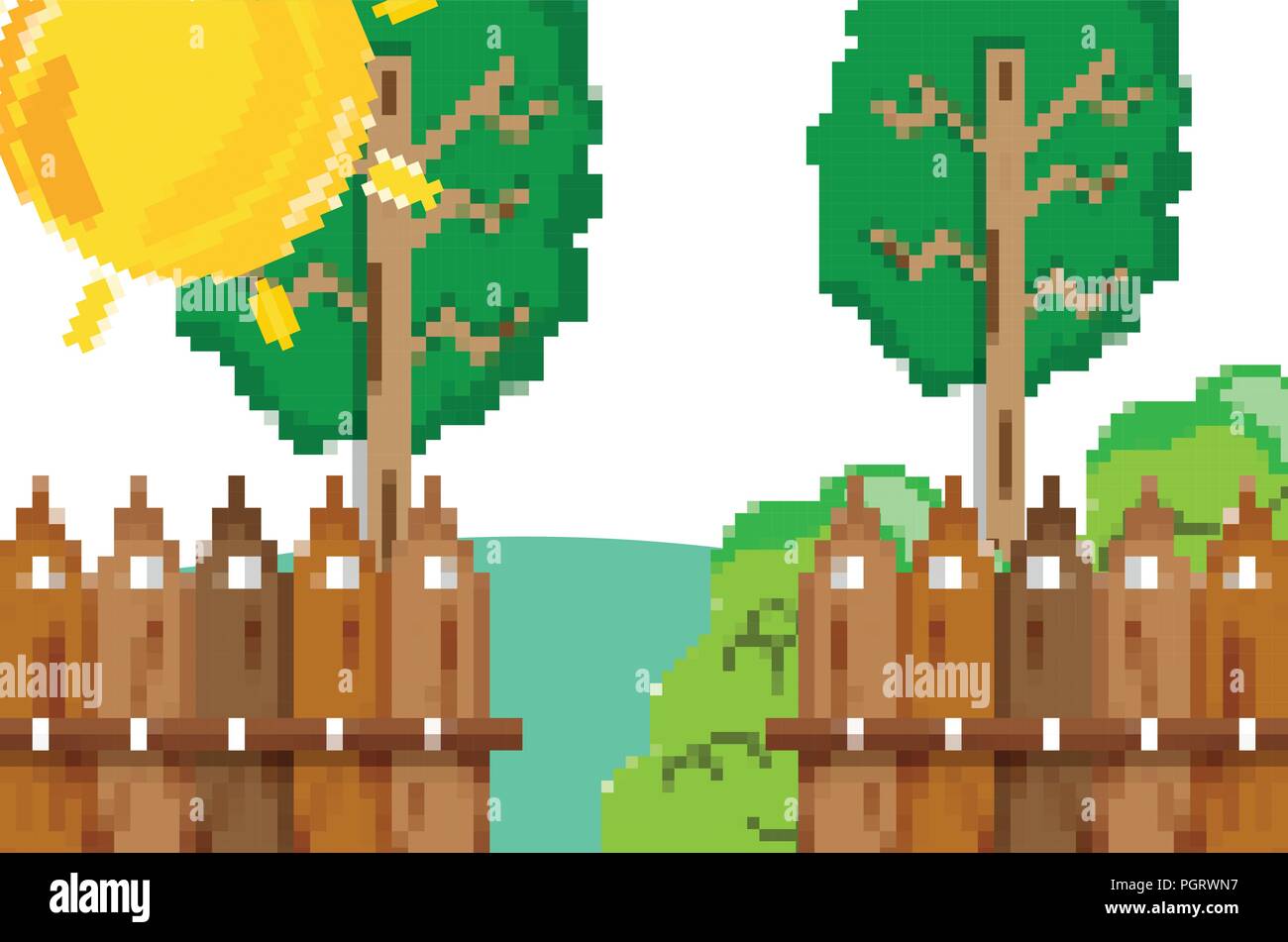 Pixelated garden scenery Stock Vector Image & Art - Alamy