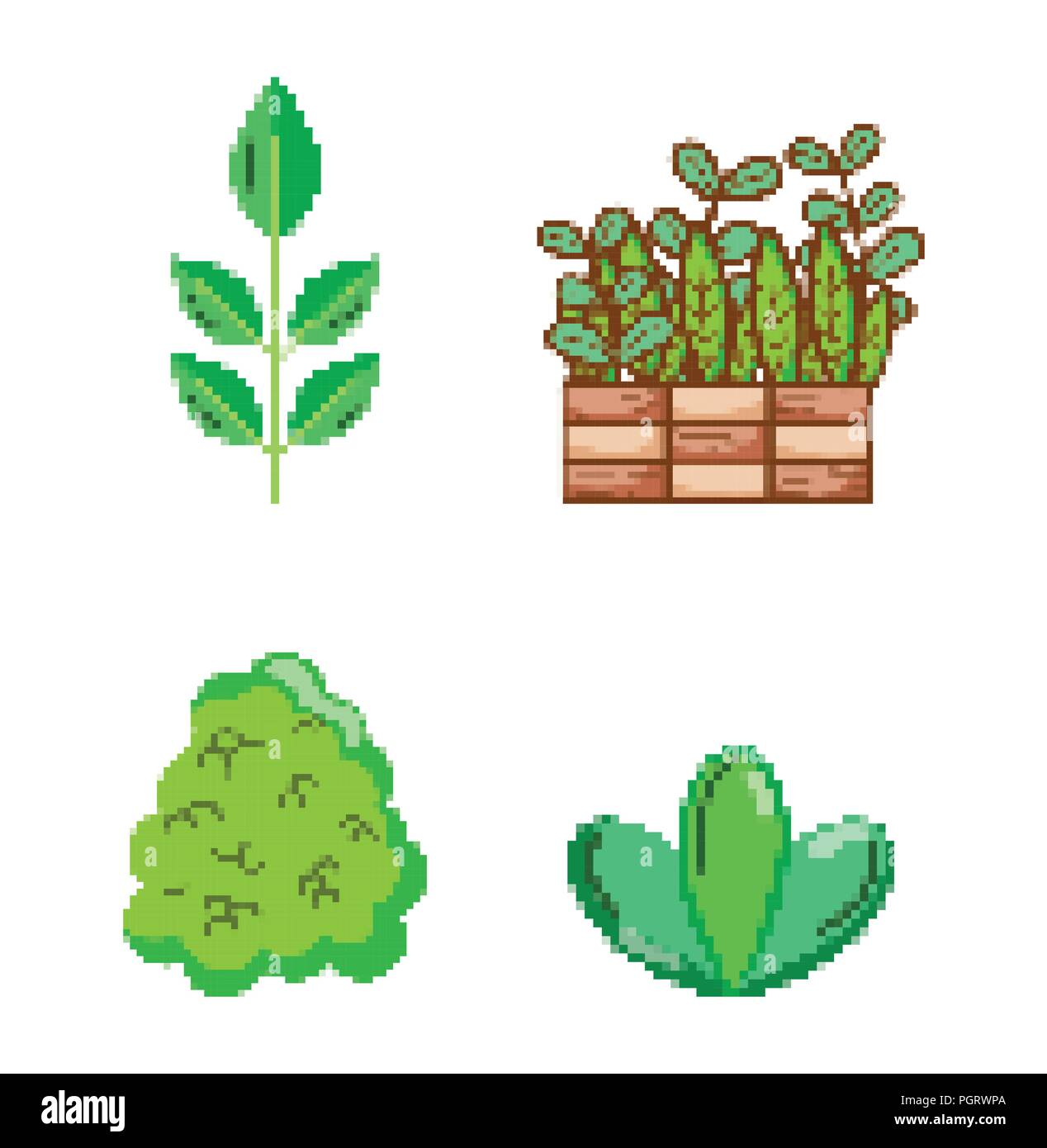 Set of garden and nature pixelated icons Stock Vector Image & Art - Alamy