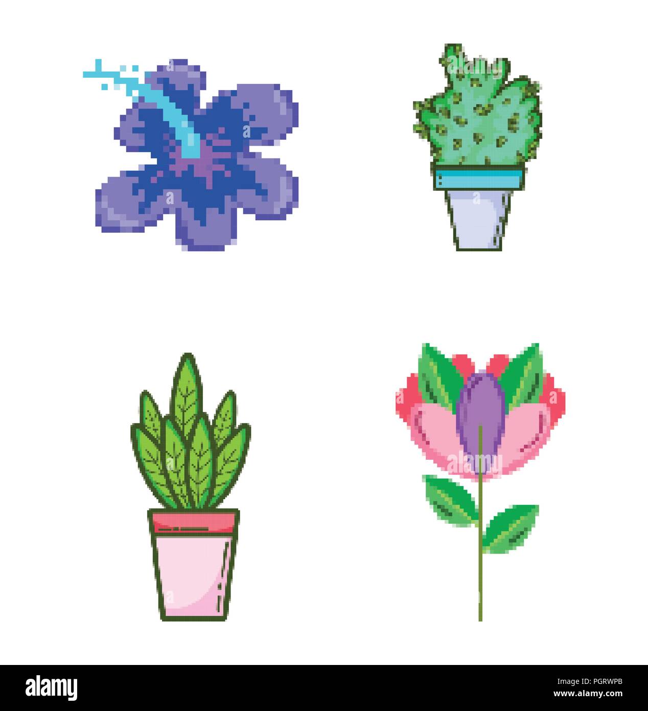 Set of garden and nature pixelated icons Stock Vector Image & Art - Alamy