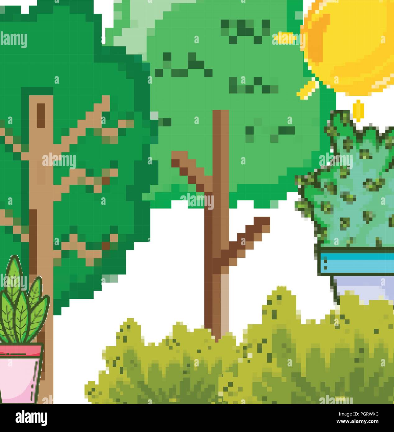 Pixelated forest scenery Stock Vector Image & Art - Alamy