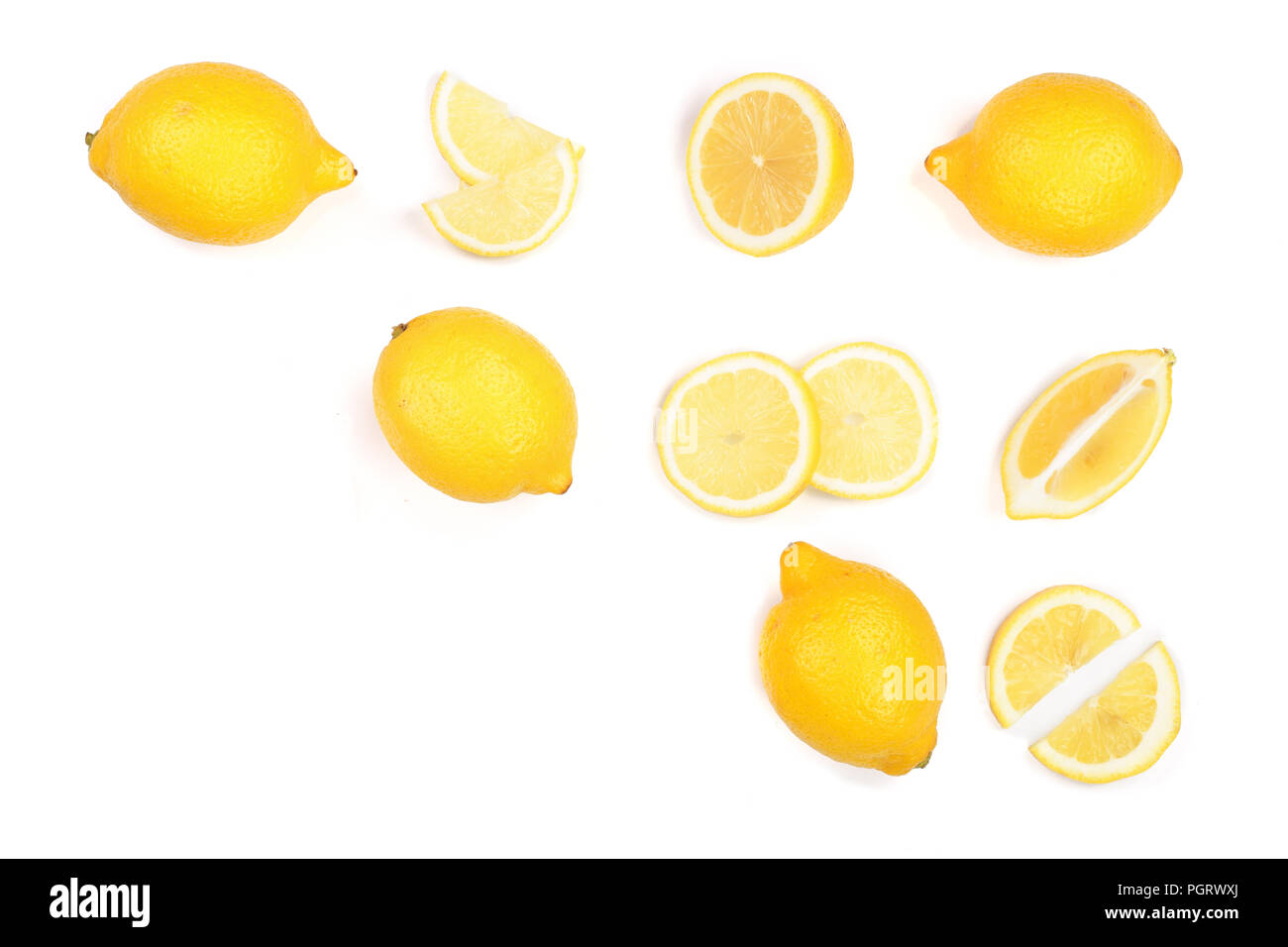 Lemon isolated on white background. Seamless pattern with fruits with ...