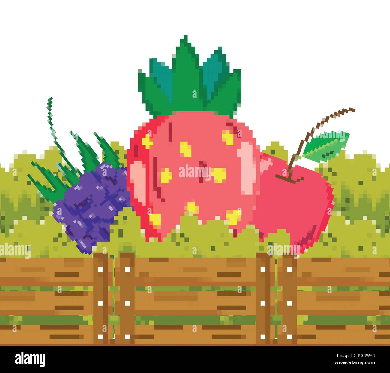 Fresh fruits pixelated cartoons Stock Vector Image & Art - Alamy