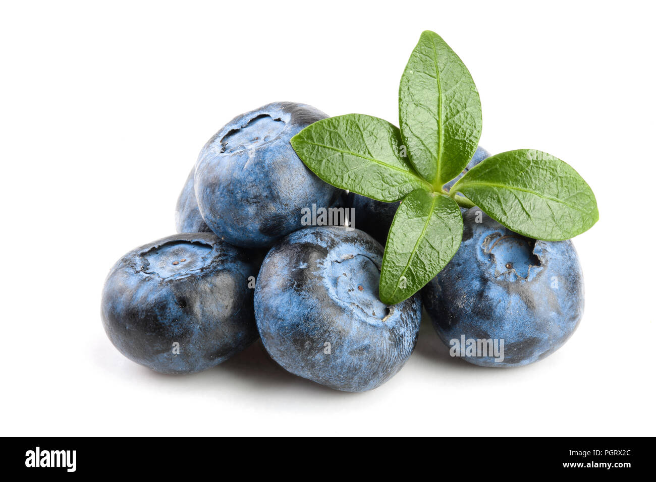 fresh blueberry with leaf isolated on white background Stock Photo - Alamy