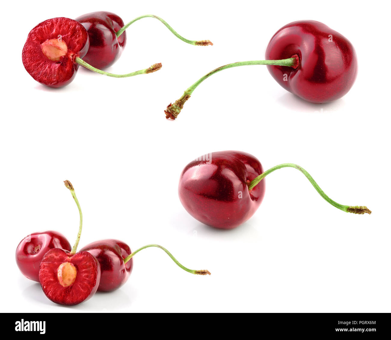 Red sweet cherry isolated on white background. Collection or set Stock ...
