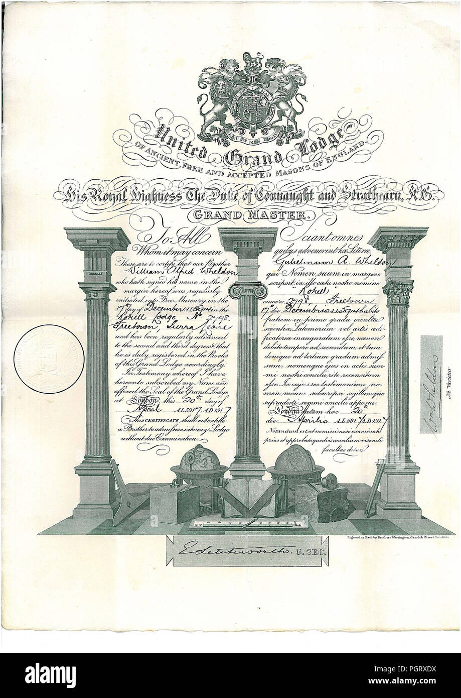Masonic Certificate High Resolution Stock Photography and Images - Alamy