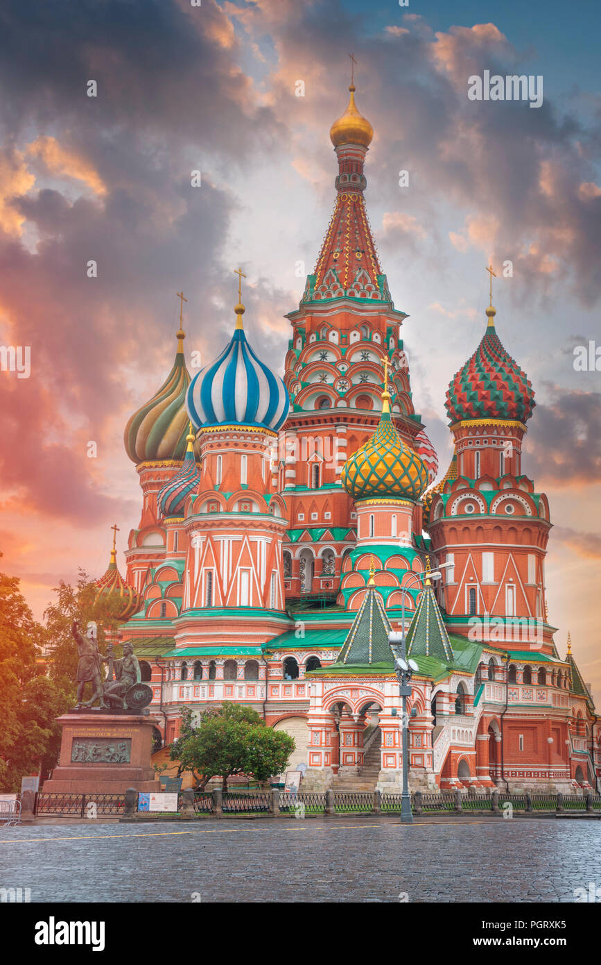 St. Basil's Cathedral - an Orthodox church on Red Square in Moscow, a ...