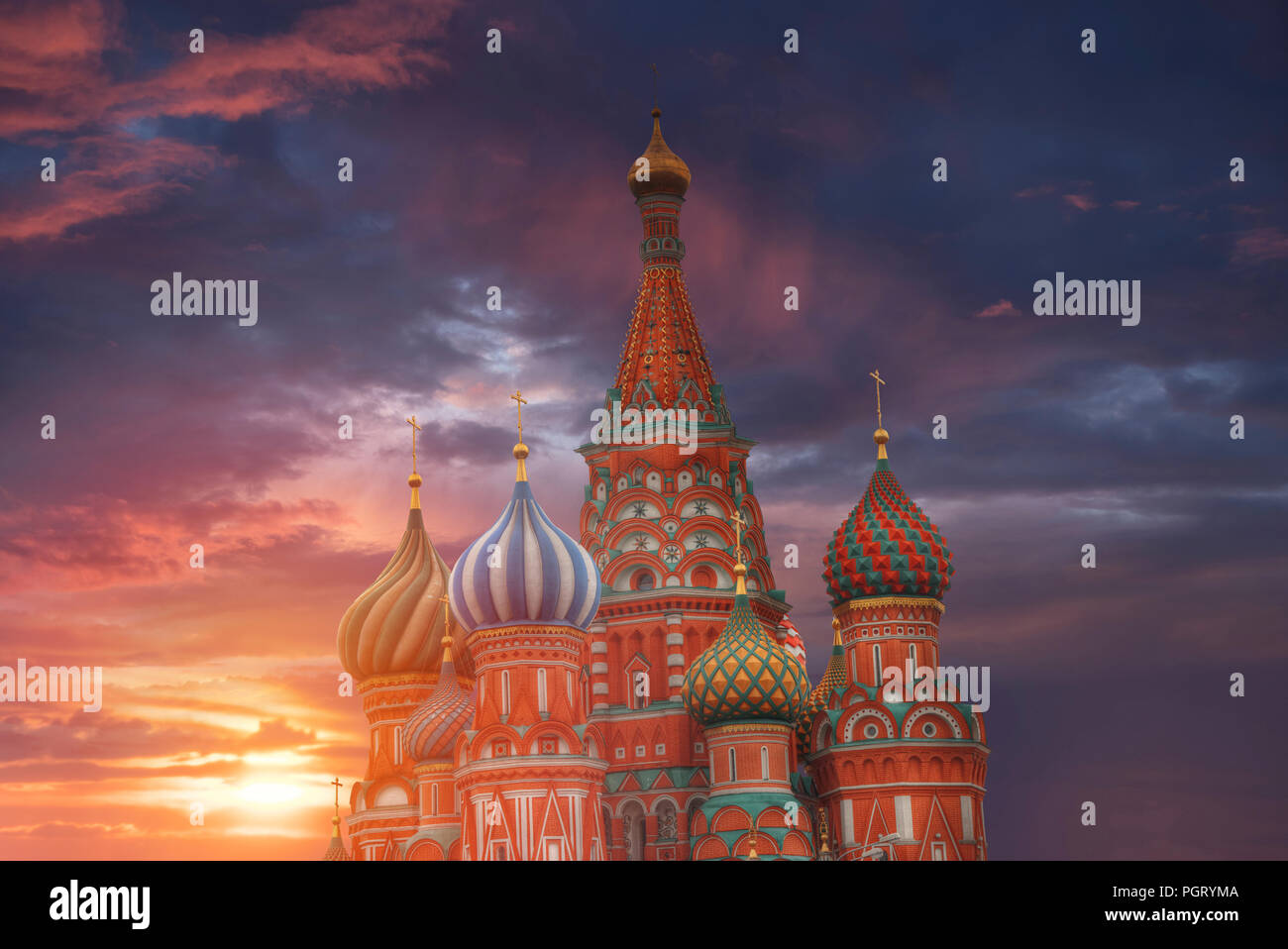 St. Basil's Cathedral - an Orthodox church on Red Square in Moscow, a ...