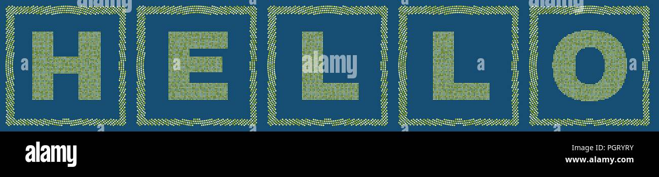 The word HELLO made in halftone with frames Stock Vector Image & Art ...