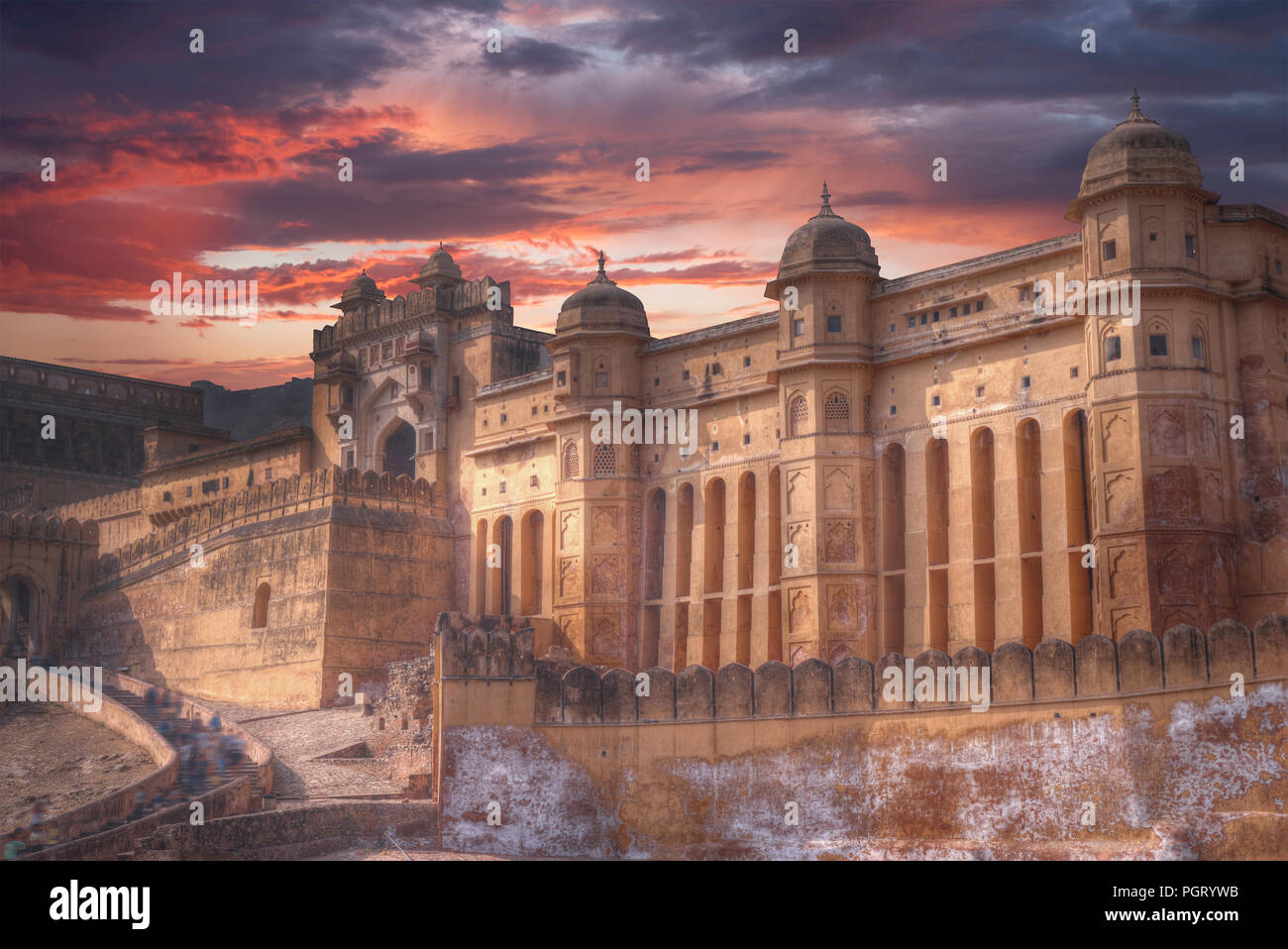 Amber Fort or Amer - fortified residence of Raja . Black goat Stock ...