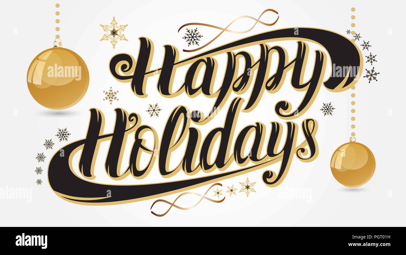 Happy Holidays hand lettering design for greeting cards, posters, and t ...