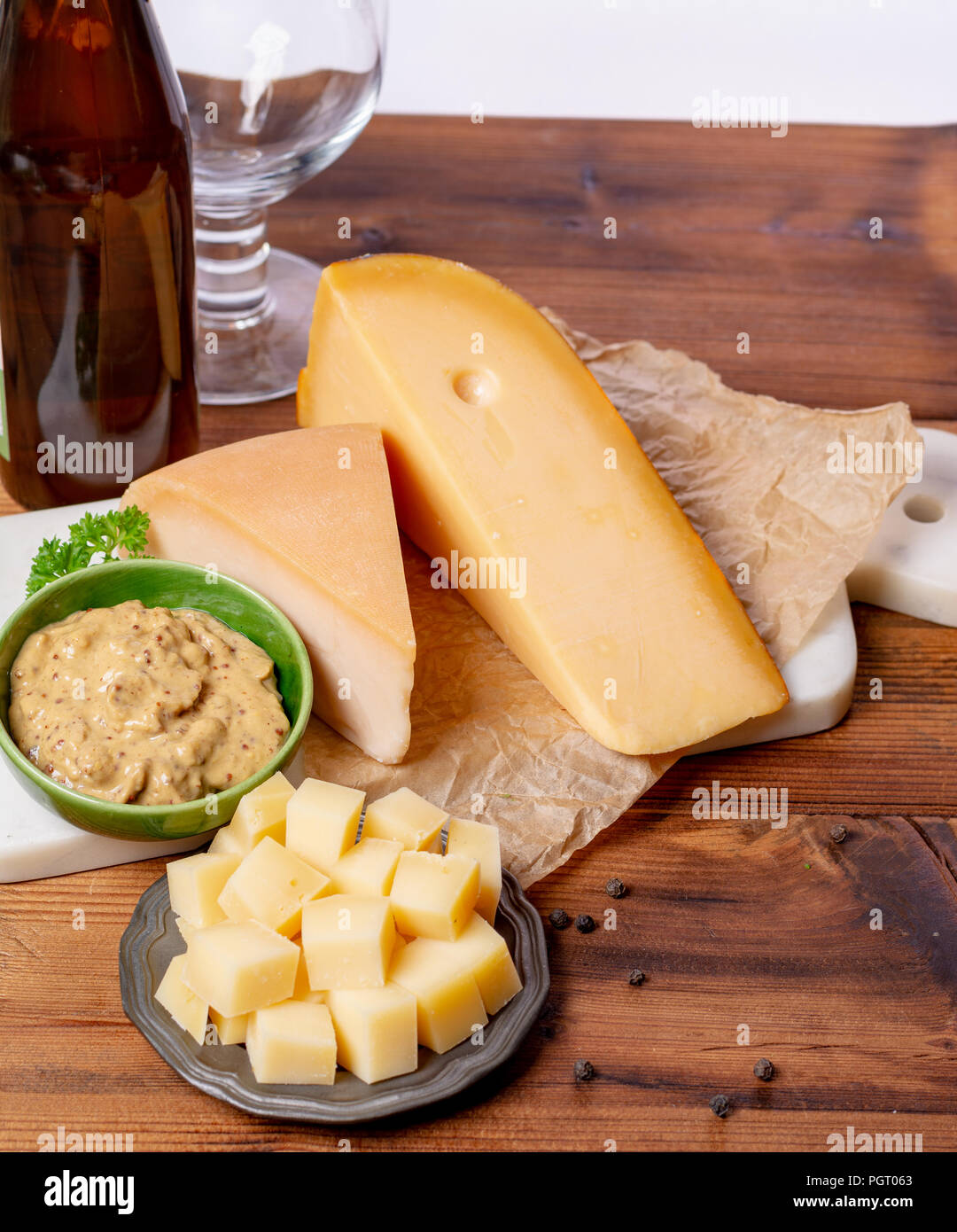 finger food usually served with glass of beer, cubes hard old Dutch cow ...