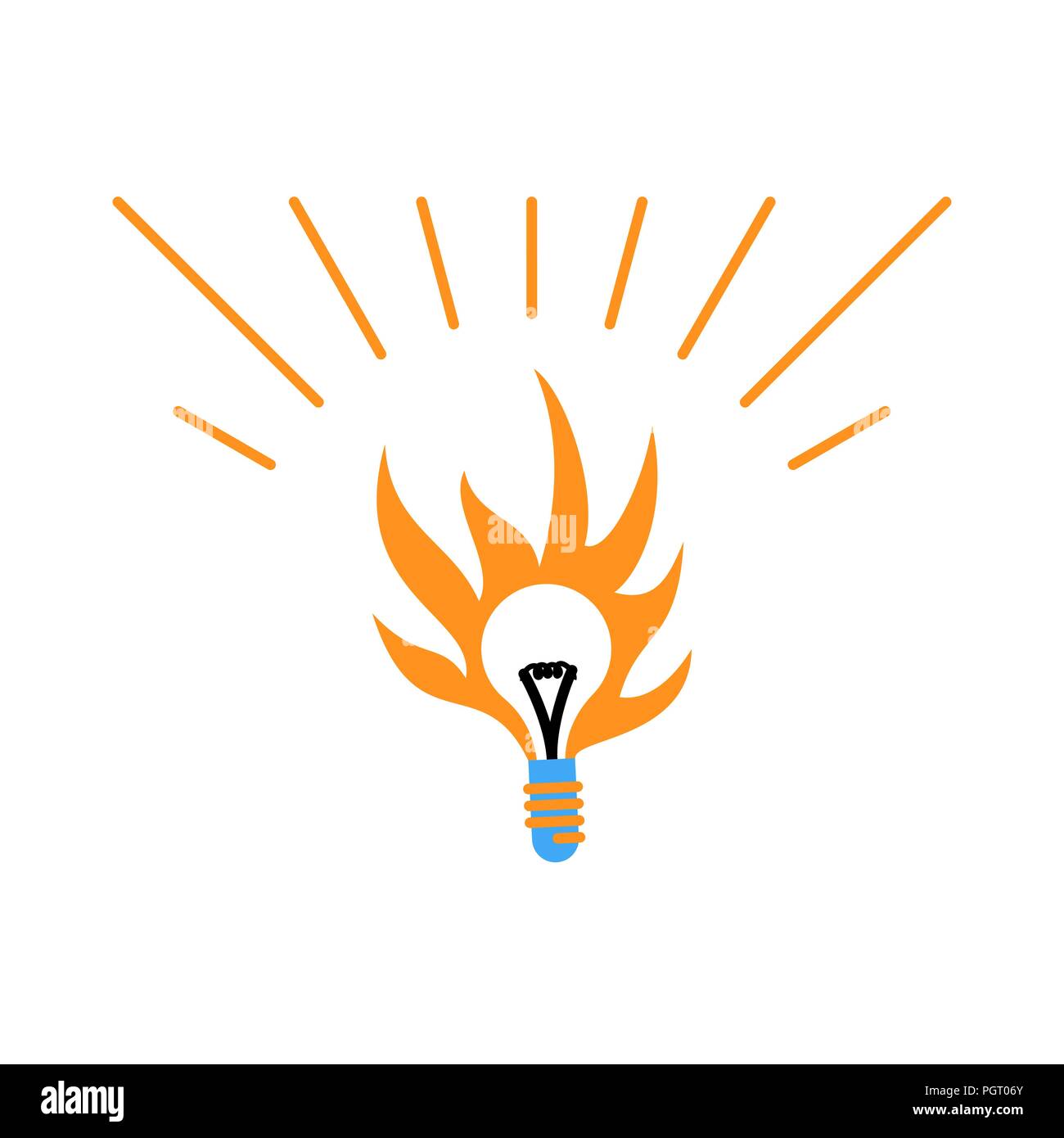 Fire flaming glowing light bulb stylized illustration - idea concept ...