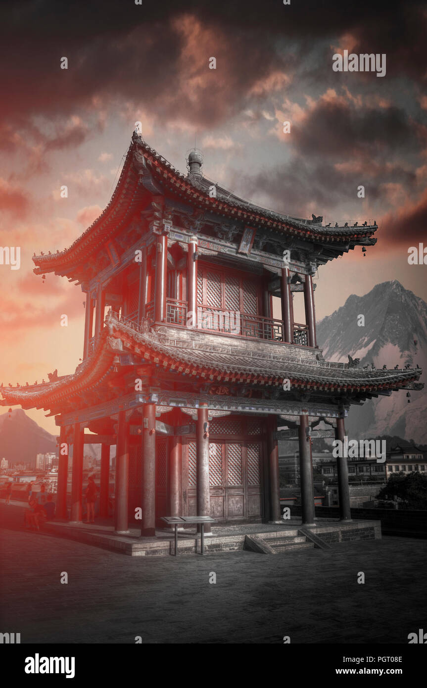 Xian city wall. The largest monument of Chinese architecture Stock ...