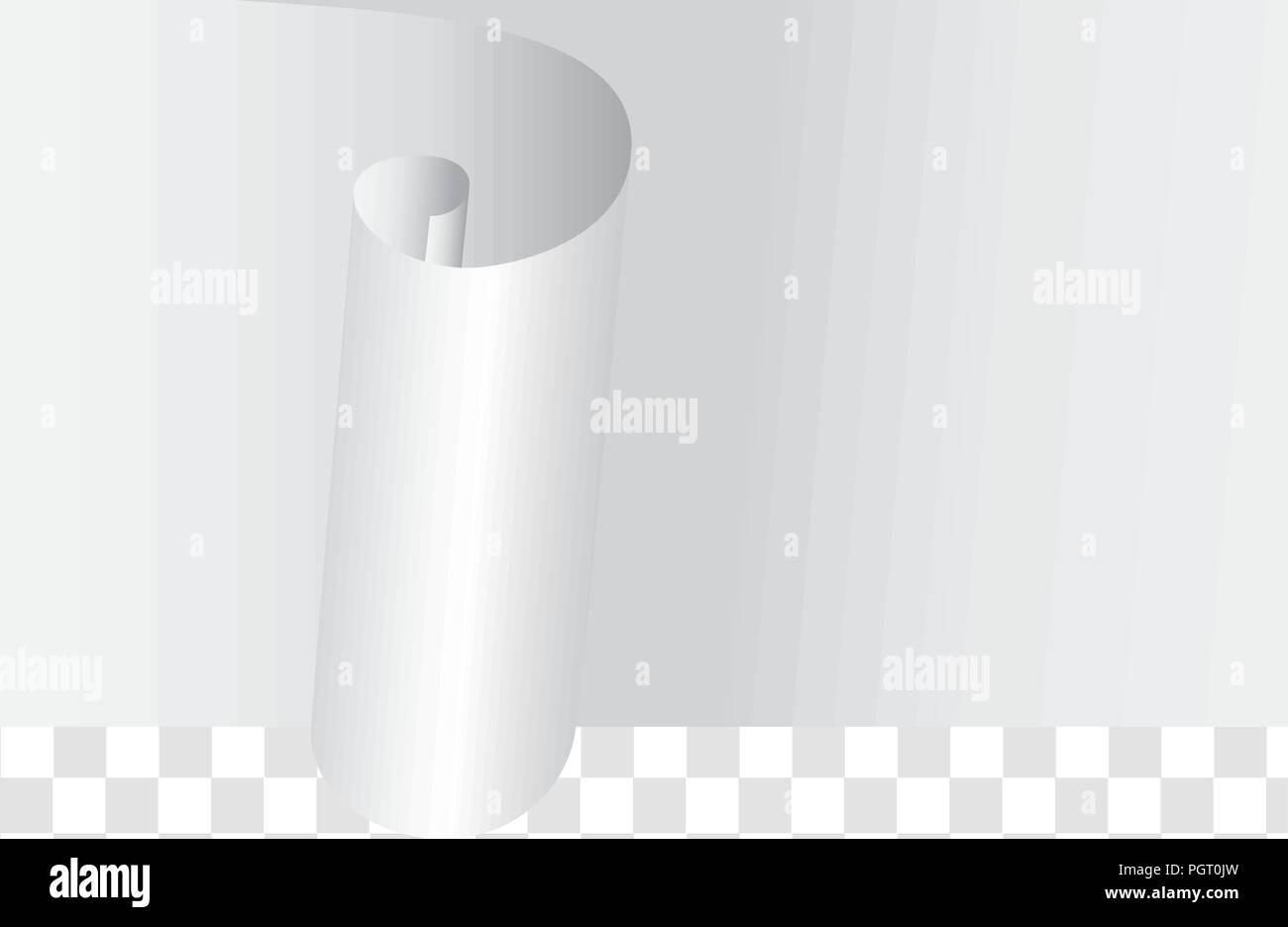 Long and narrow sheet of white paper curling and turning page Stock ...