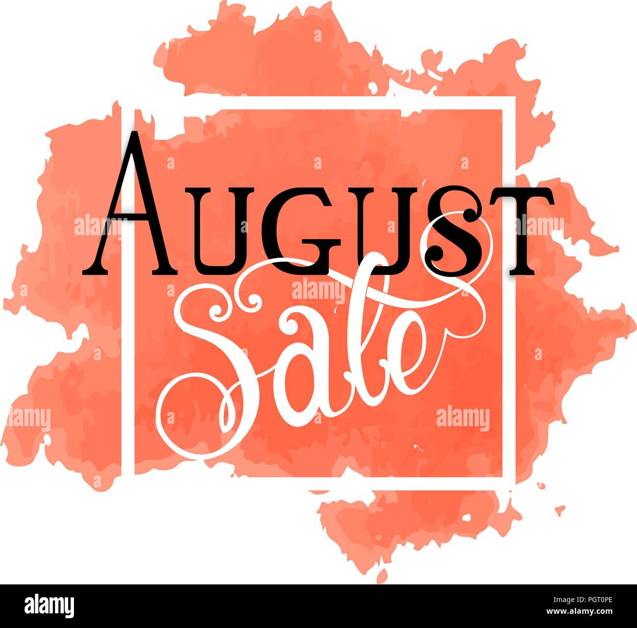 August Sale advertisement template on orange paint blot in square frame ...