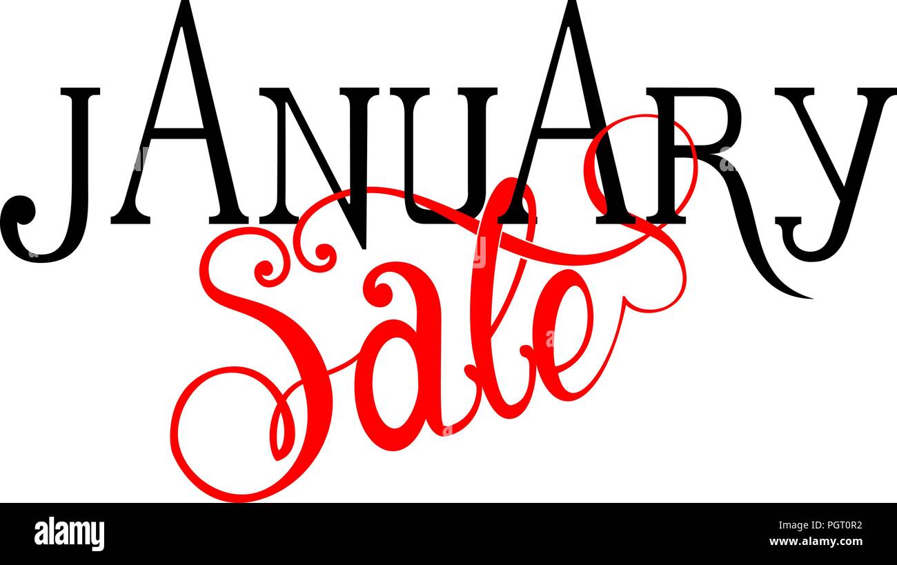 January Sale handmade font and lettering on white background vector ...