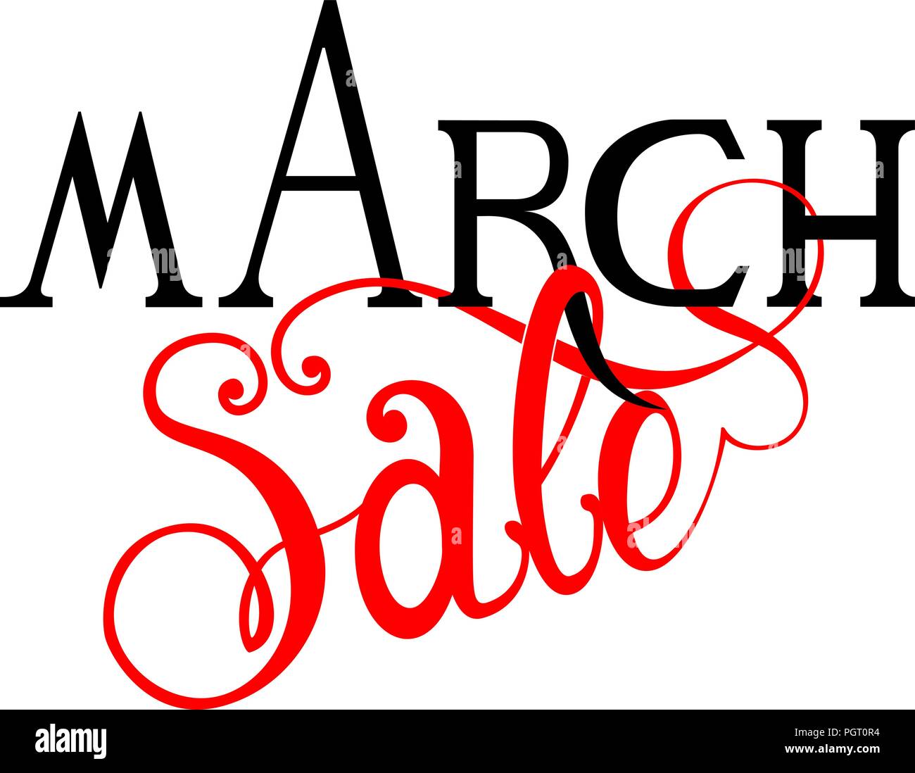 March Sale handmade font and lettering on white background vector ...