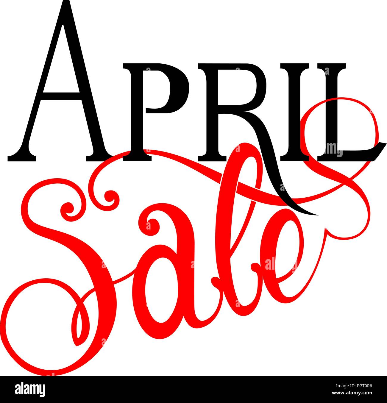 April Sale handmade font and lettering on white background vector ...