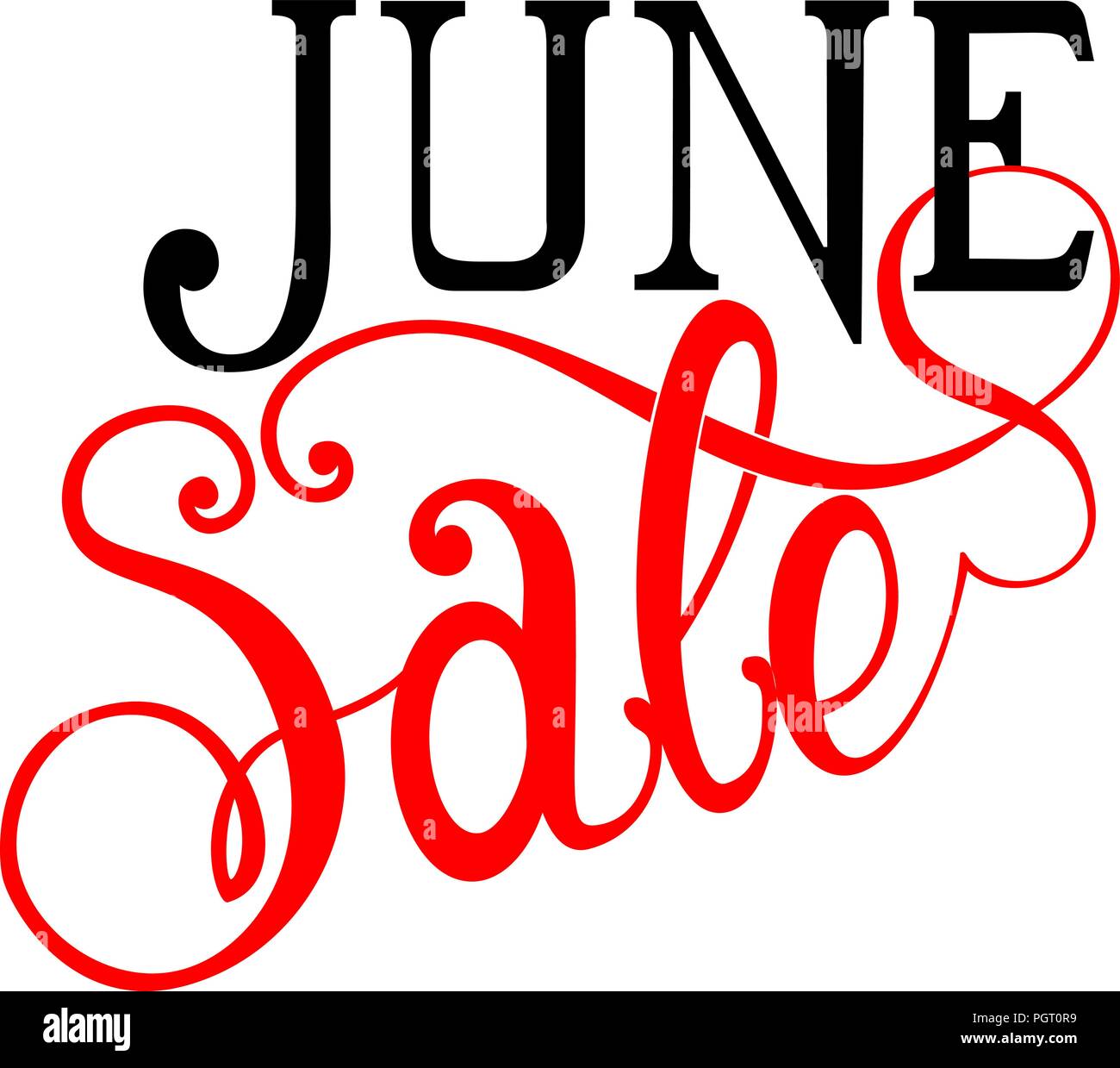 June Sale handmade font and lettering on white background vector ...