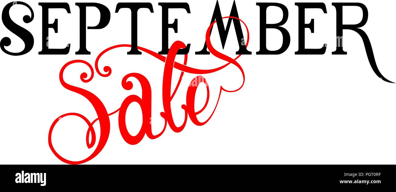 September Sale handmade font and lettering on white background vector ...