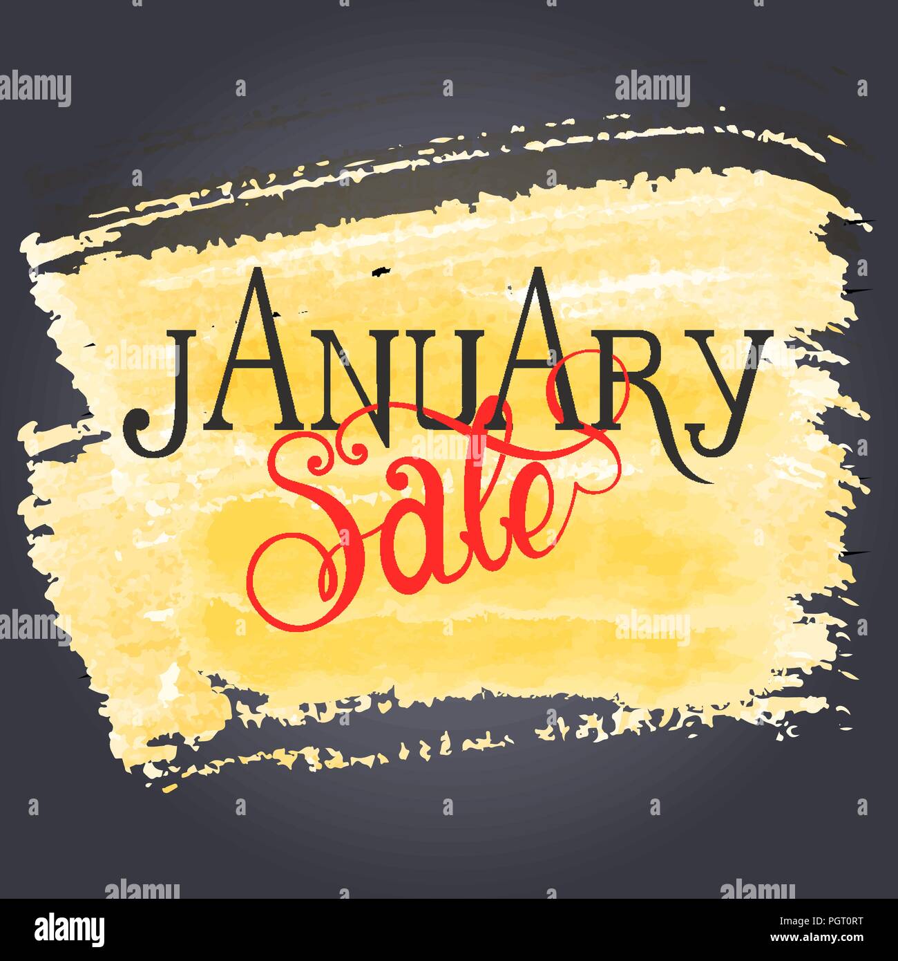 January Sale banner custom font and lettering on yellow paint vector ...