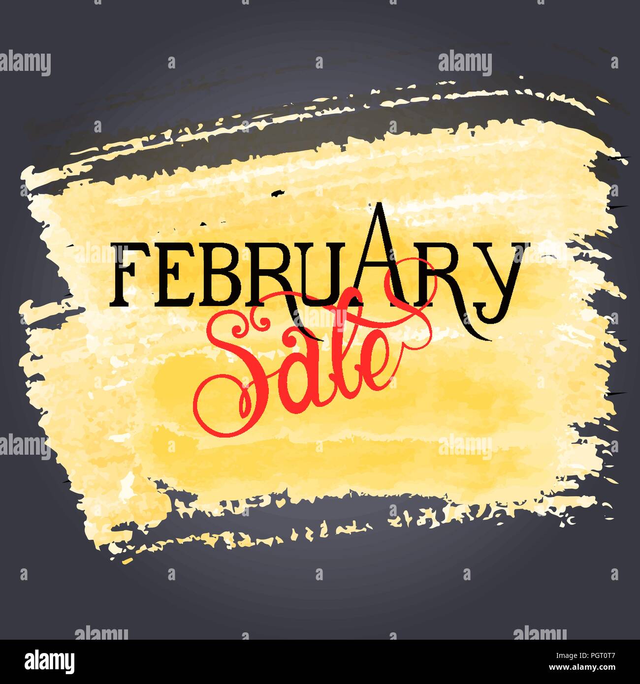 February Sale banner custom font and lettering on yellow paint vector ...