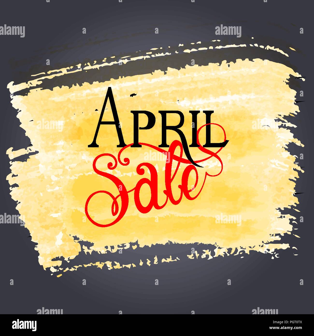 April Sale banner custom font and lettering on yellow paint vector ...