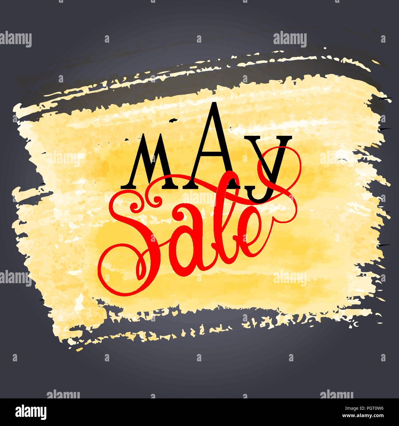 May Sale banner custom font and lettering on yellow paint vector ...