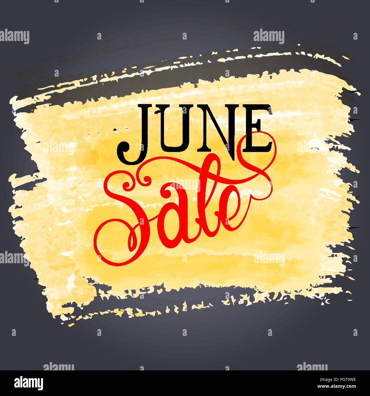 June Sale banner custom font and lettering on yellow paint vector ...