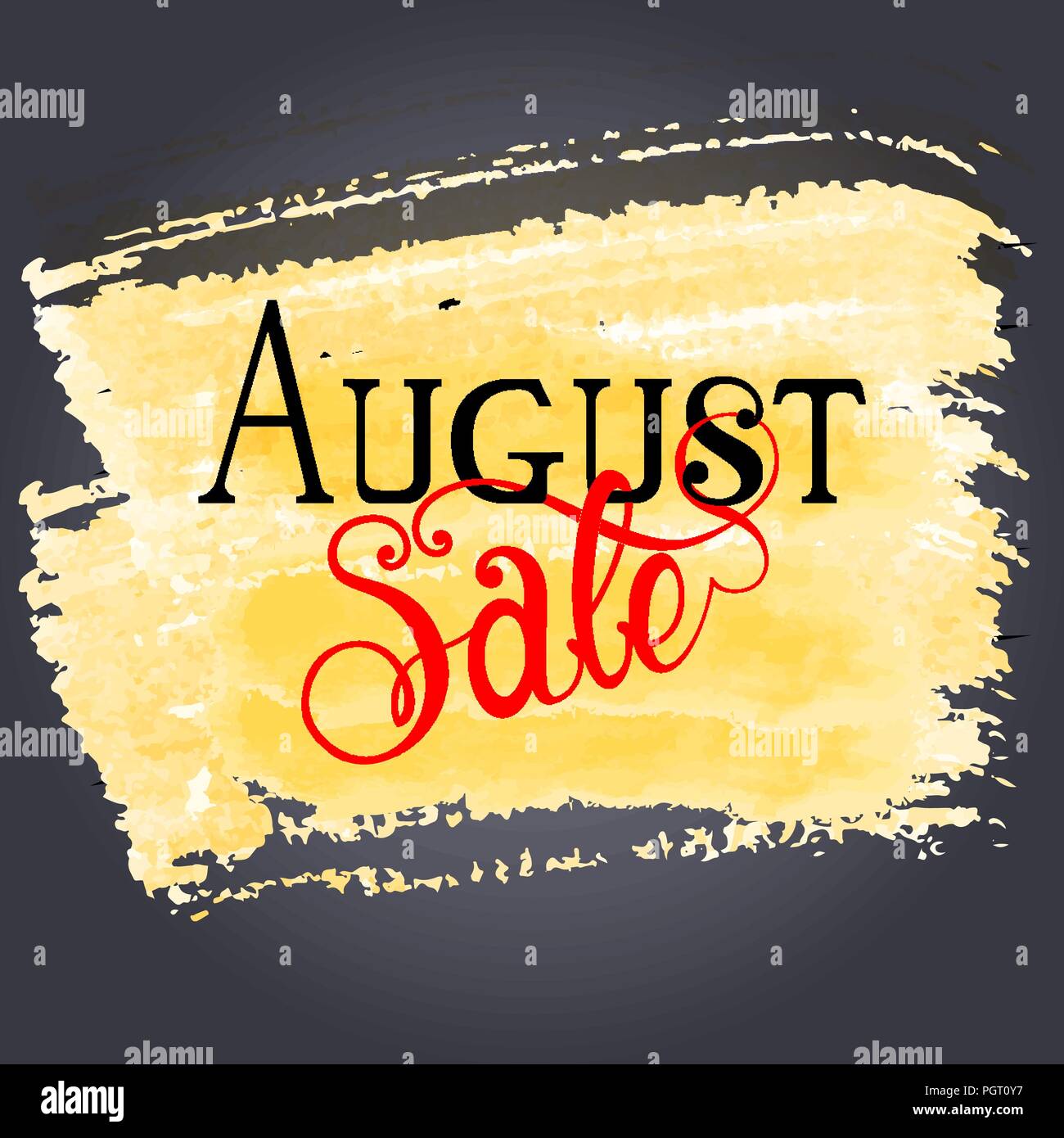 August Sale banner custom font and lettering on yellow paint vector ...