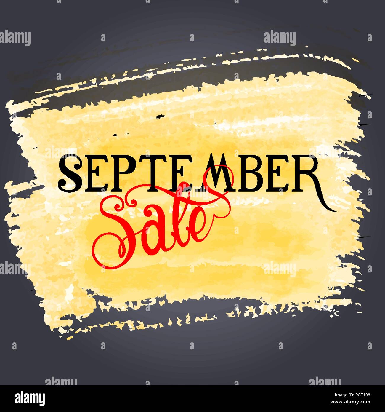 September Sale banner custom font and lettering on yellow paint vector ...