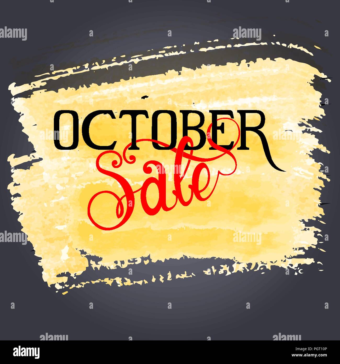 October Sale banner custom font and lettering on yellow paint vector ...