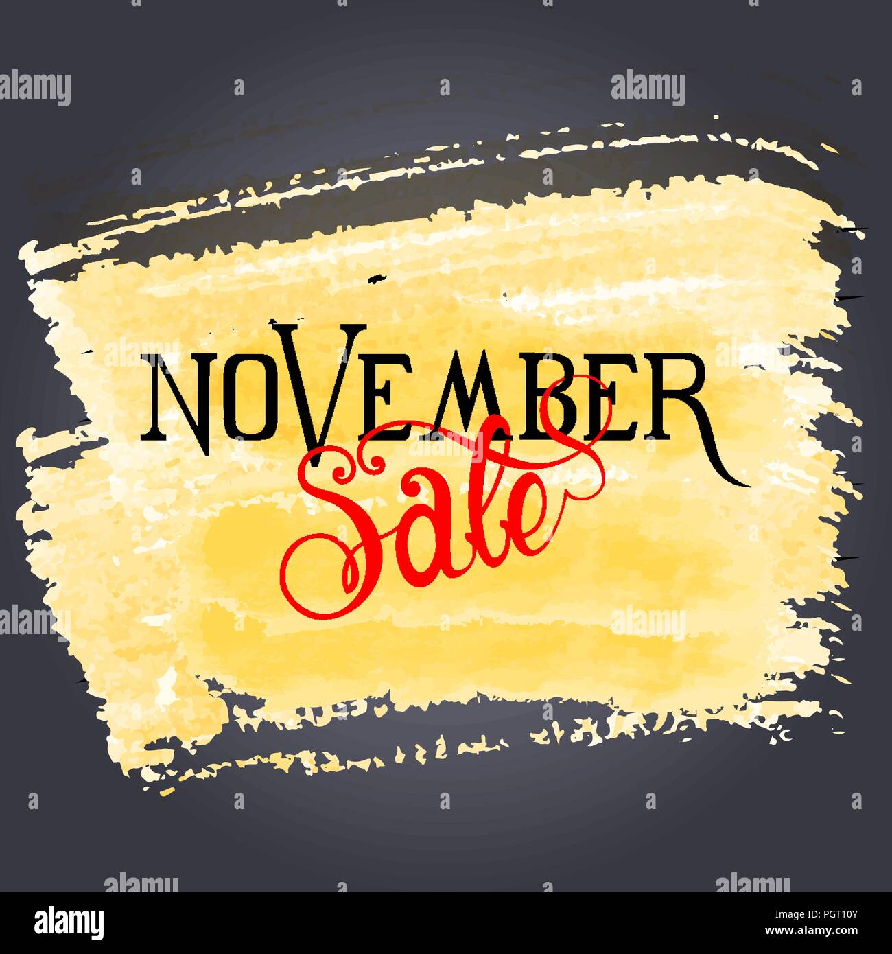 November Sale banner custom font and lettering on yellow paint vector ...