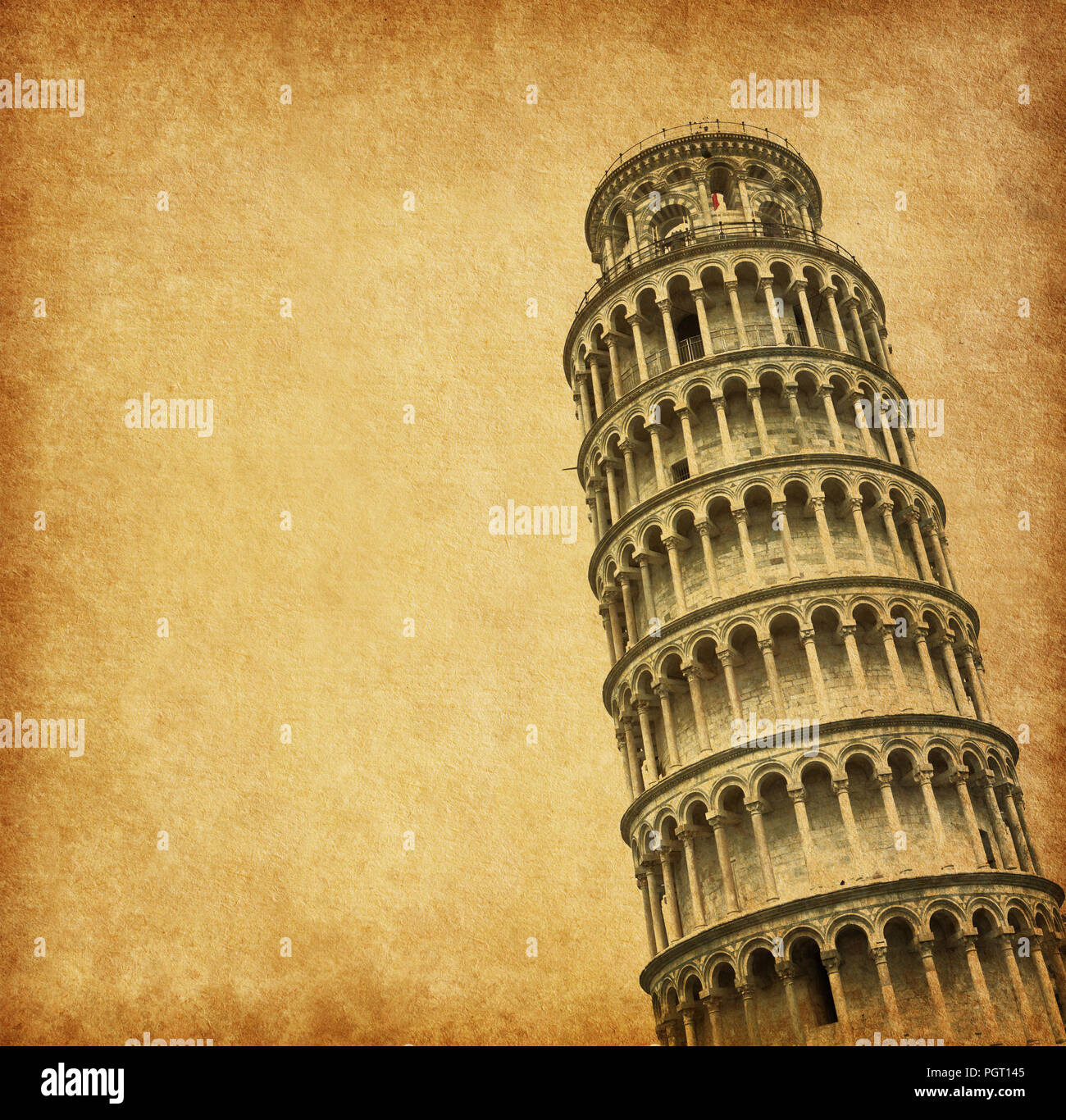 Old paper with leaning Tower of Pisa, Italy Stock Photo - Alamy