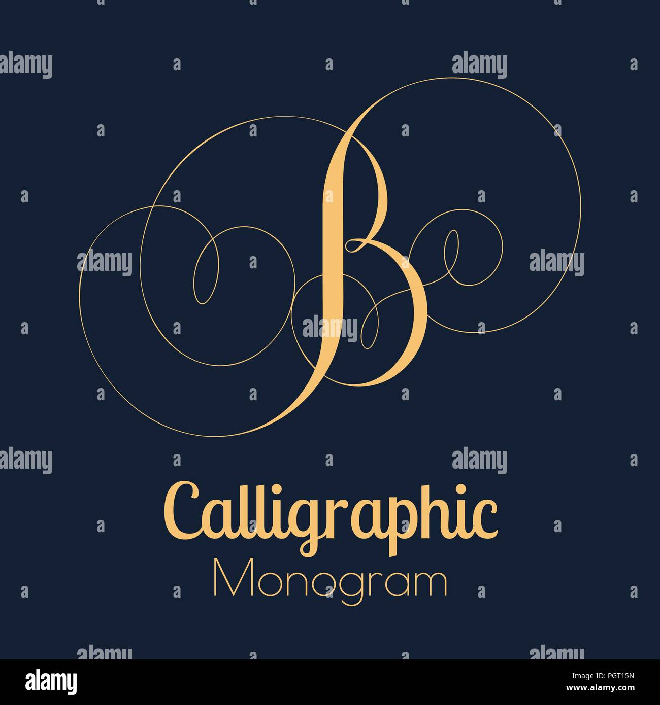 Calligraphic monogram letter B with swooshes Stock Vector Image & Art ...