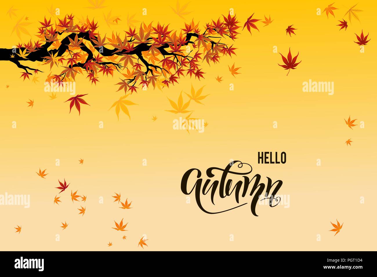 Beautiful yellow leaves background Stock Vector Images - Alamy
