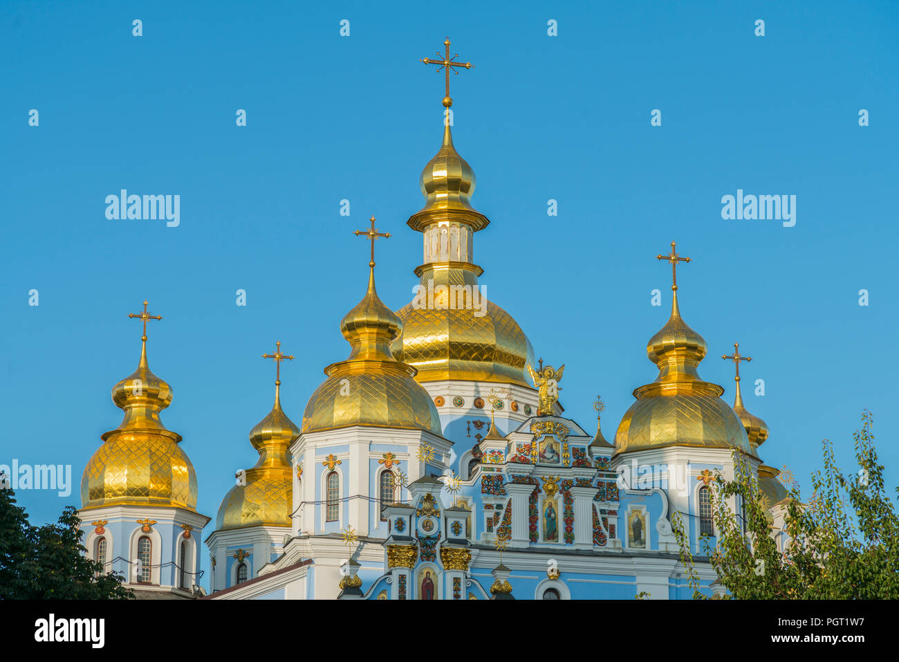 Golden domes of St. Michael Cathedral in Kiev, Ukraine. St. Michael's ...