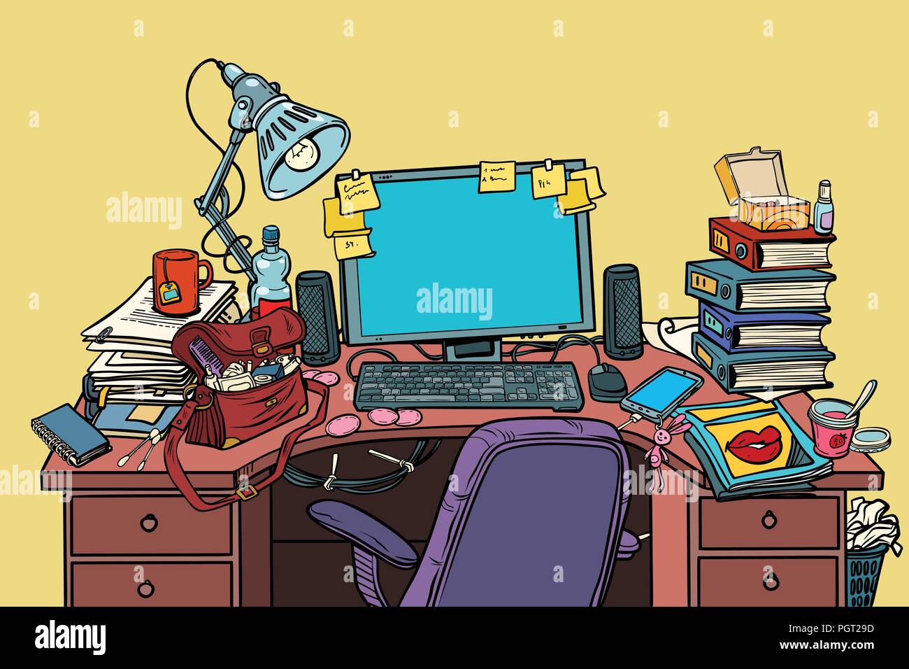 pop art Female workplace with computer Stock Vector Image & Art - Alamy