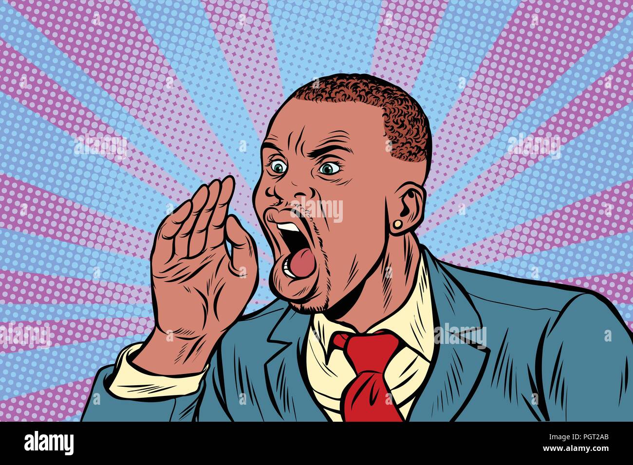 African Businessman shouts calling Stock Vector Image & Art - Alamy