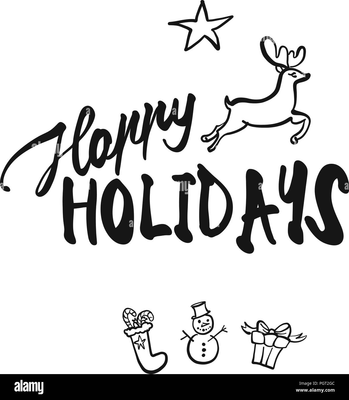 Happy Holidays Black And White Card