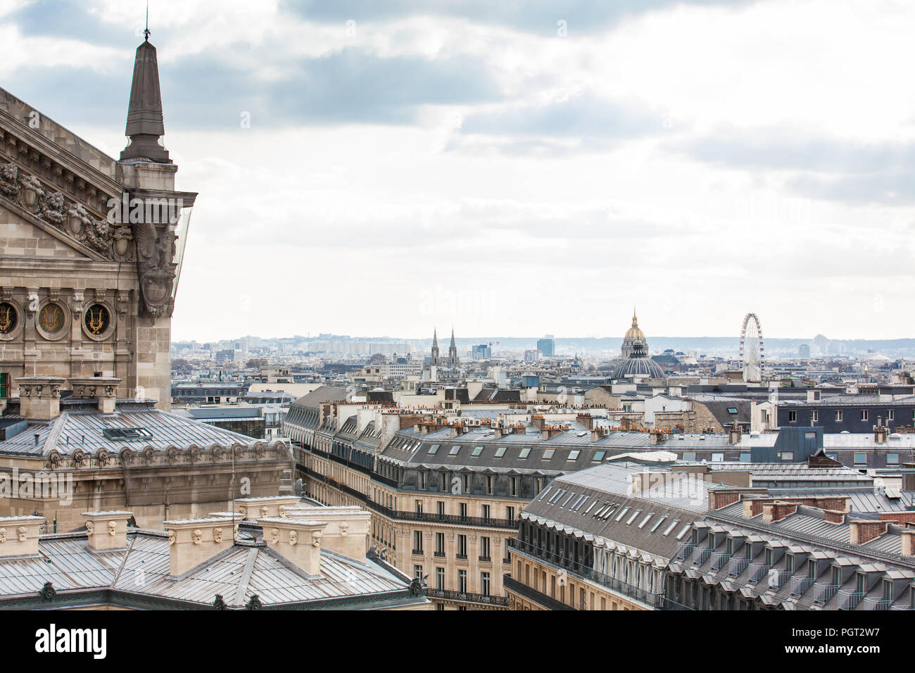 The beautiful Paris City seen from a rooftop in a cold winter day Stock ...