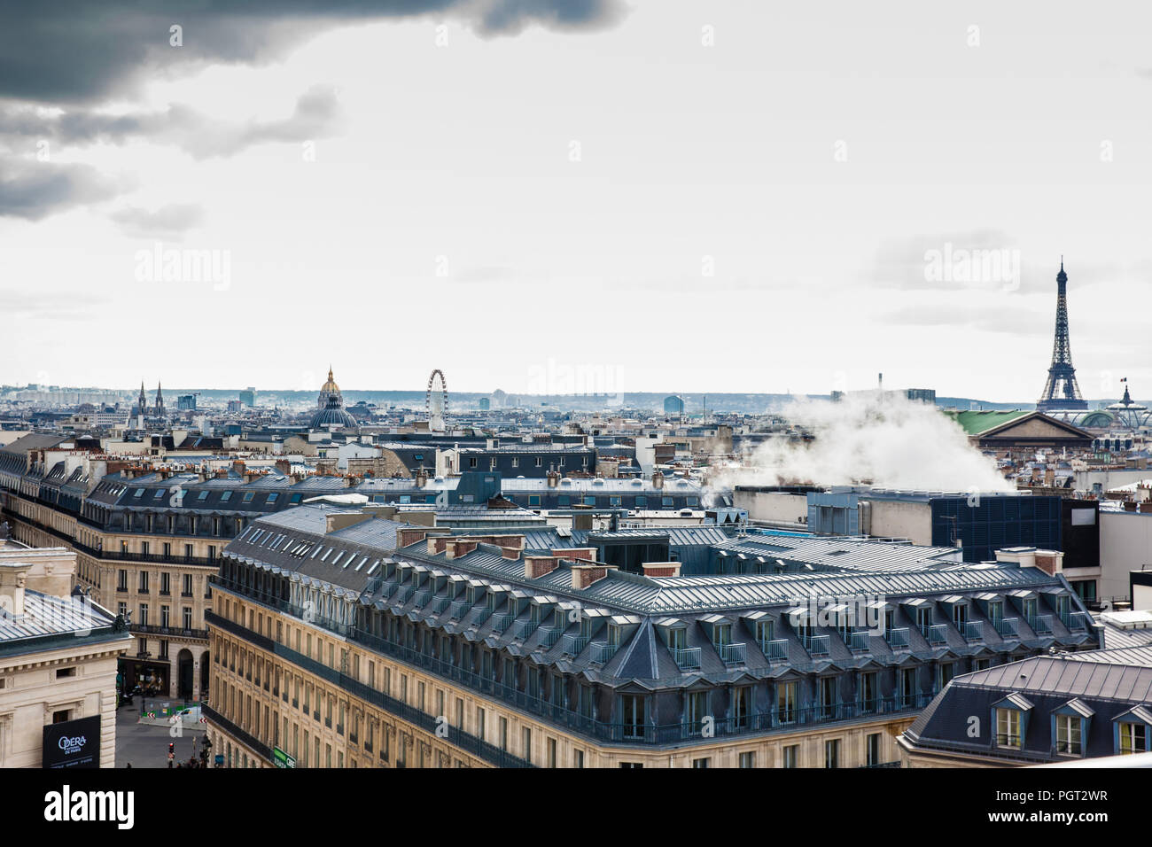 The beautiful Paris City seen from a rooftop in a cold winter day Stock ...