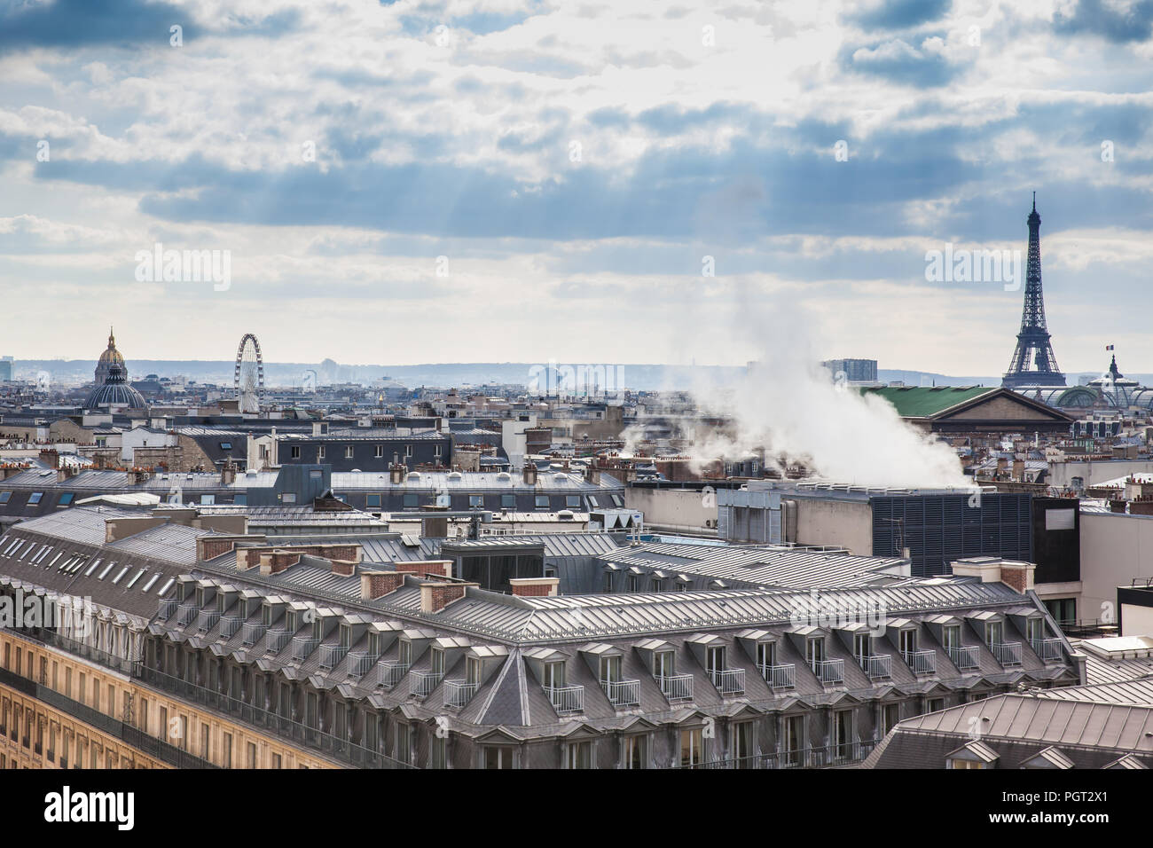 The beautiful Paris City seen from a rooftop in a cold winter day Stock ...