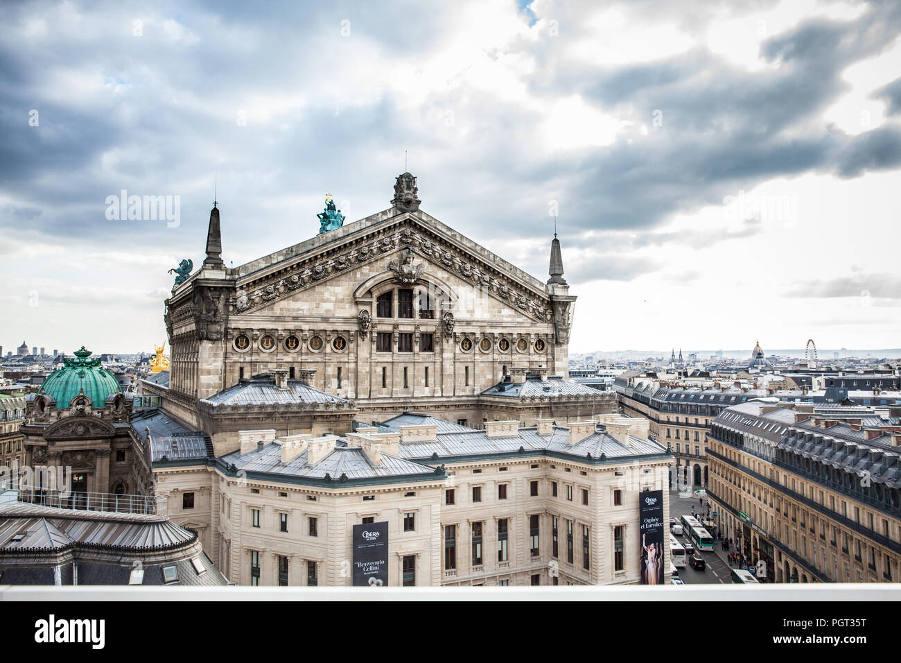 The beautiful Paris City seen from a rooftop in a cold winter day Stock ...